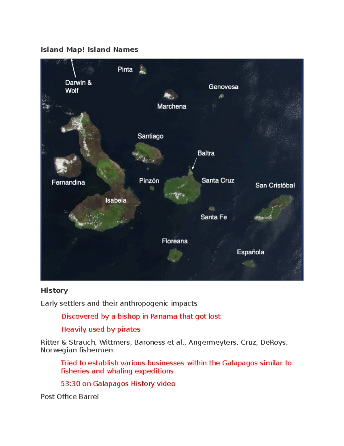 Galapagos Midterm Review - Island Map! Island Names History Early ...