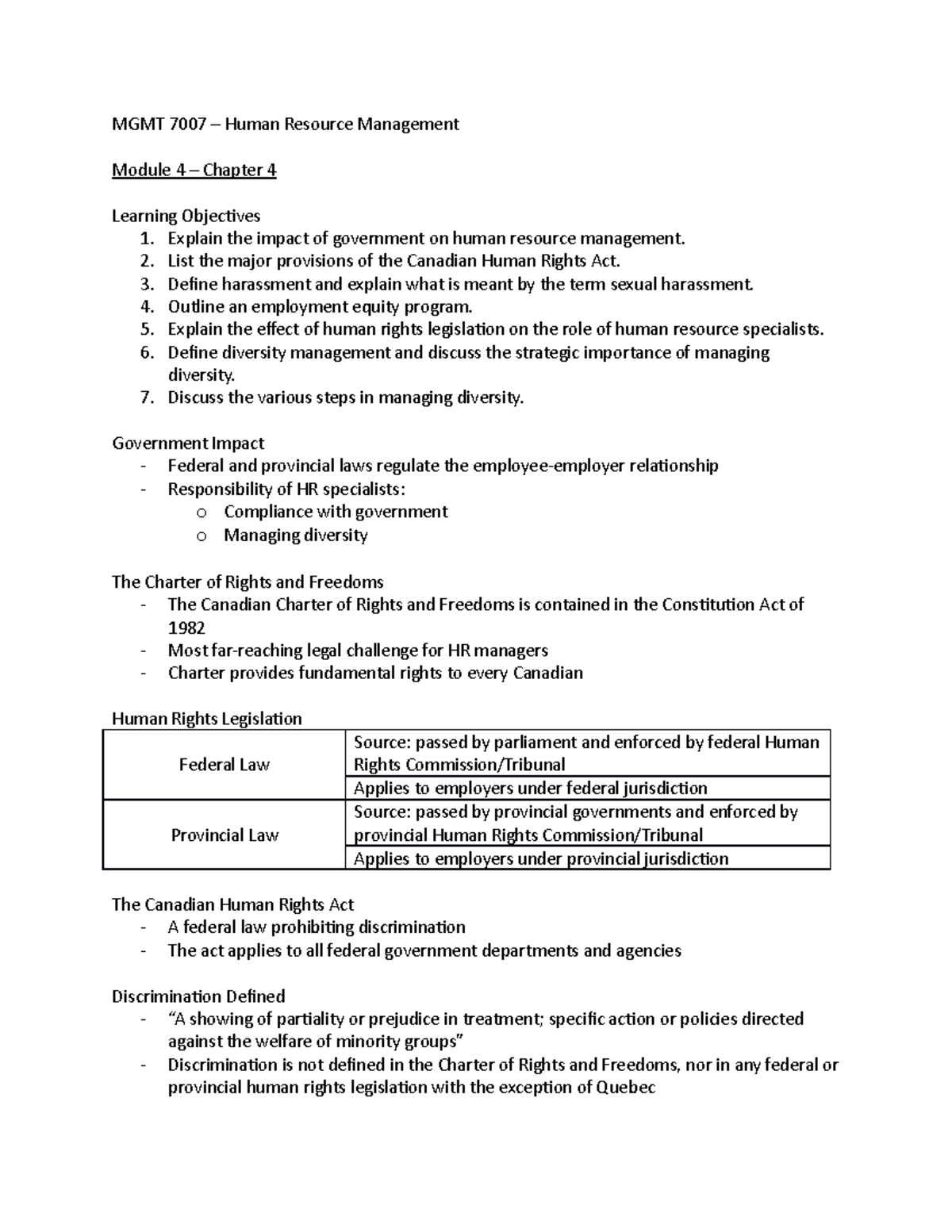 MGMT 7007 - Module 4 - MGMT 7007 – Human Resource Management Module 4 ...