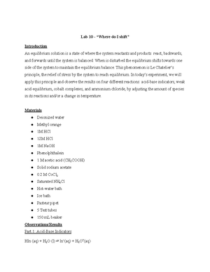 Acids Bases and Ka - Experiments and Observations: Part 1: Name and ...