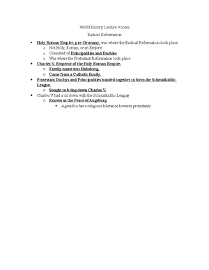 World History Lecture 18 notes 1 - World History 2 Lecture 18 notes The ...