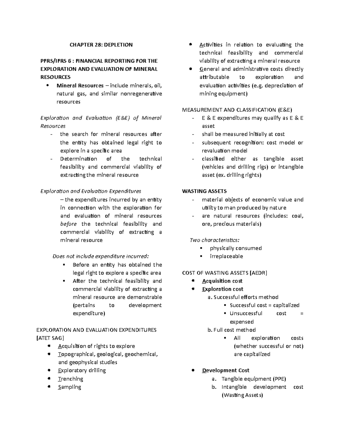 3 Wasting Assets and Depletion - CHAPTER 28: DEPLETION PFRS/IFRS 6 ...