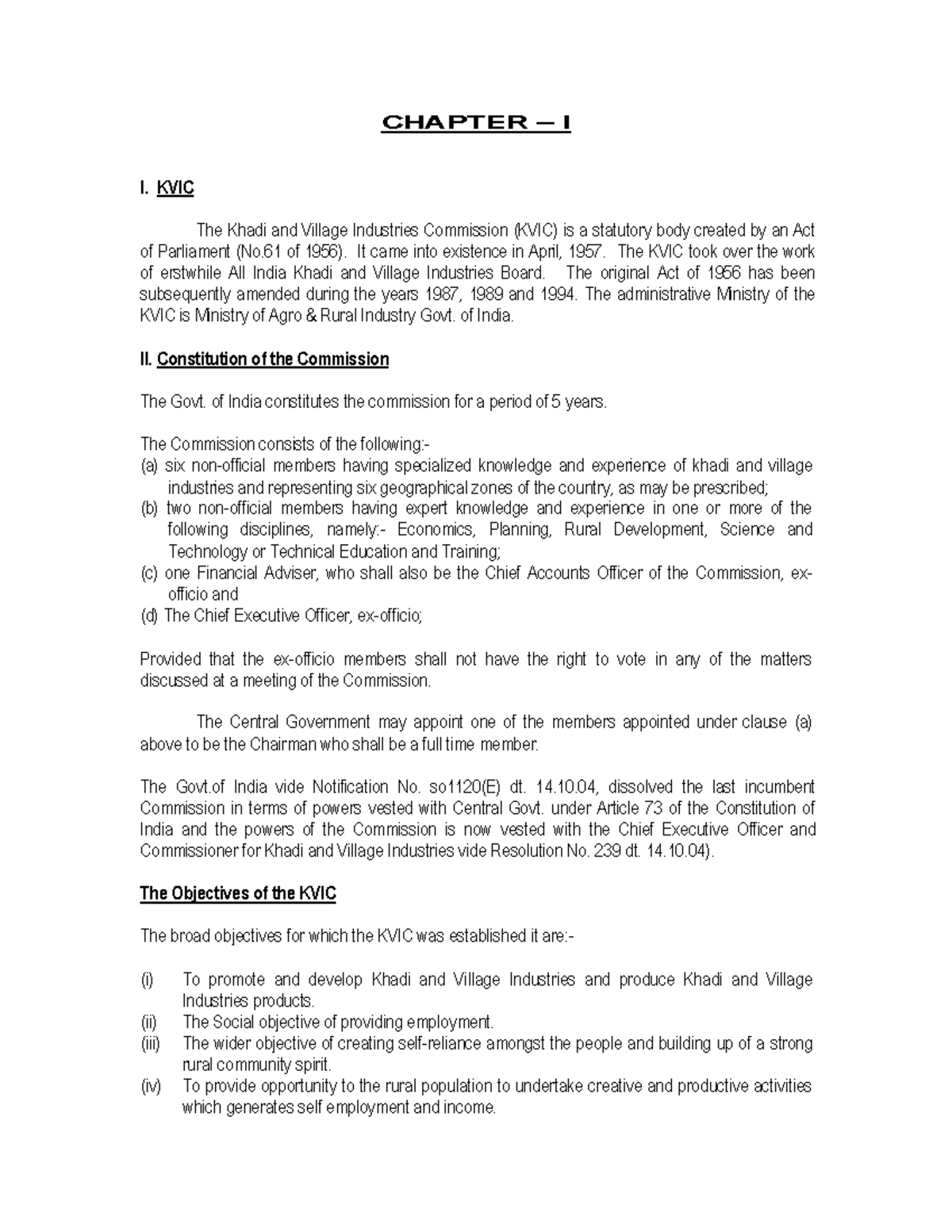 Right to Information - CHAPTER – I I. KVIC The Khadi and Village ...