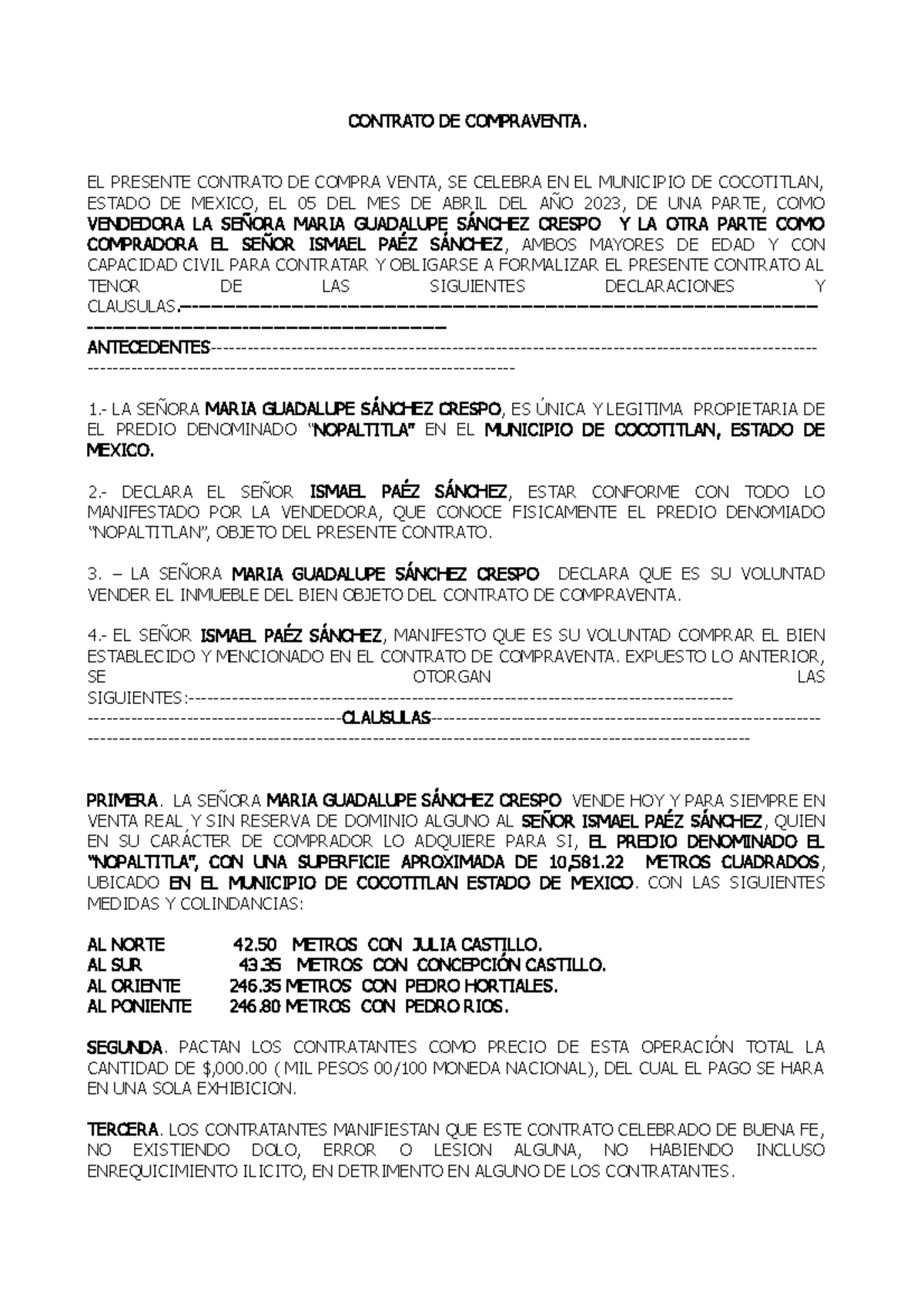 Formato de contrato - escrito basico en derecho - CONTRATO DE ...