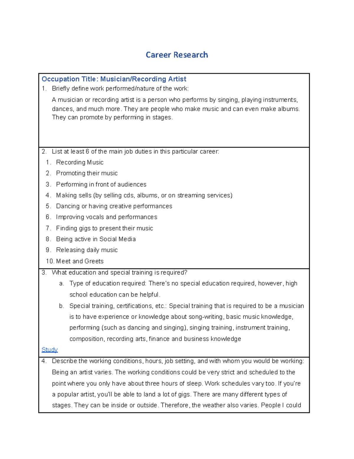 Career%2BResearch - Homework assignment for the class. Basically doing ...