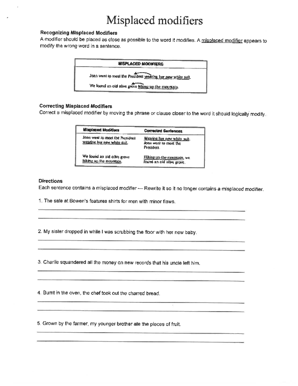Misplaced Modifiers - Aeferfwe - RCH599 - Studocu