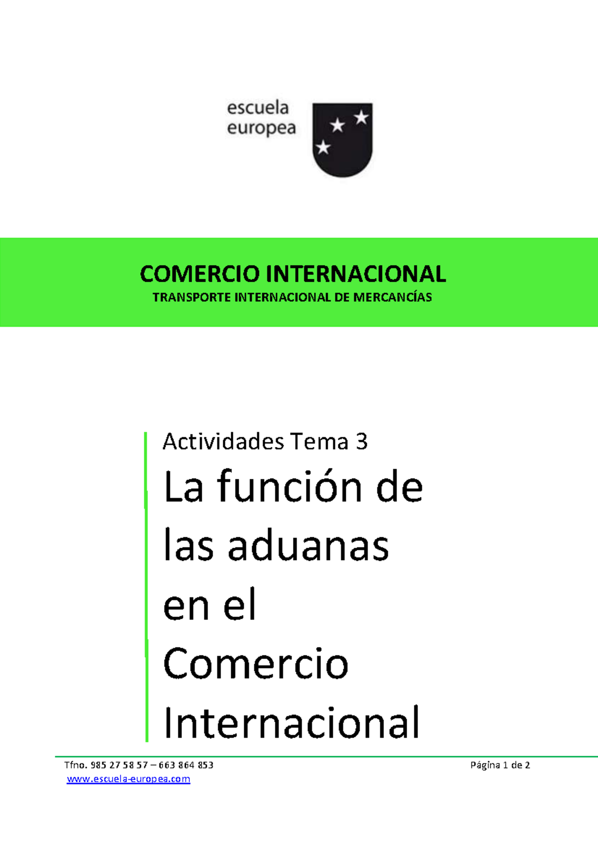 Transporte Internacional de Mercancías - Actividades Tema 3 - La ...