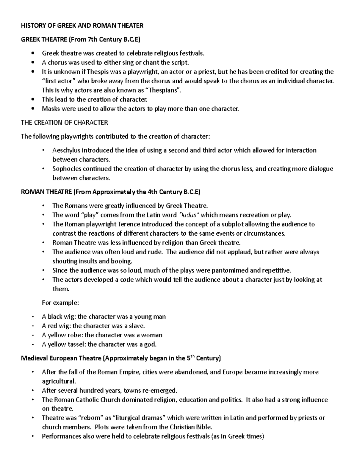 Finals Speech and Theater Arts - HISTORY OF GREEK AND ROMAN THEATER ...