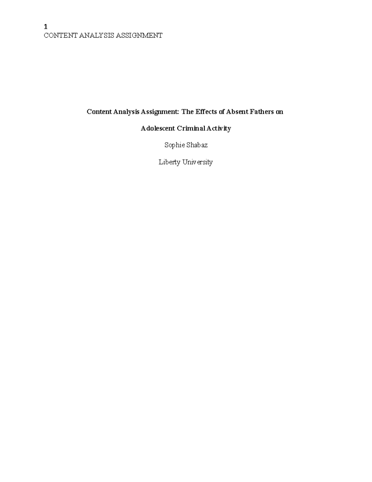 Content Analysis Assignment - CONTENT ANALYSIS ASSIGNMENT Content ...