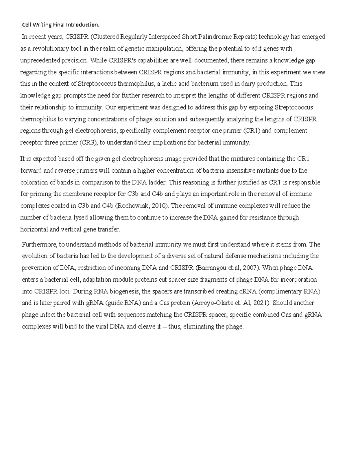 Cell introduction - Cell Writing Final Introduction. In recent years ...