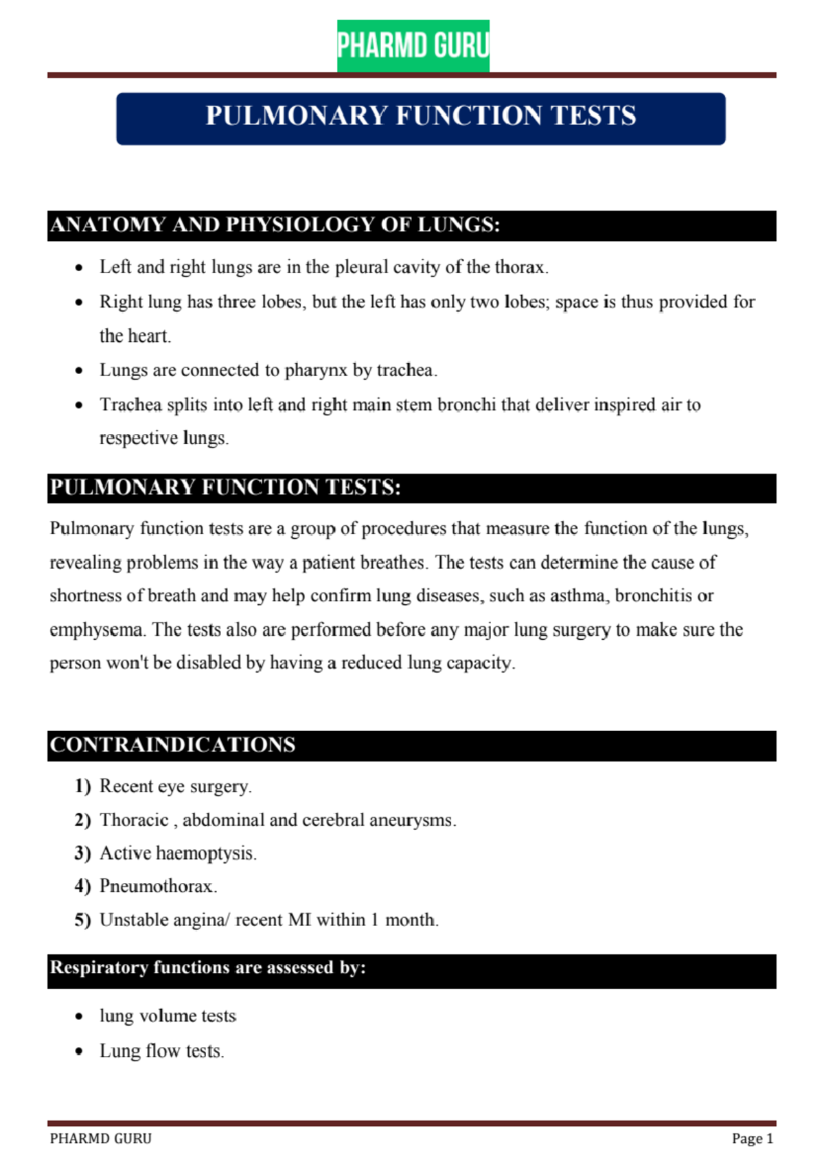 17-pulmonary-function-tests 1600 pdf - B Pharmacy - Studocu