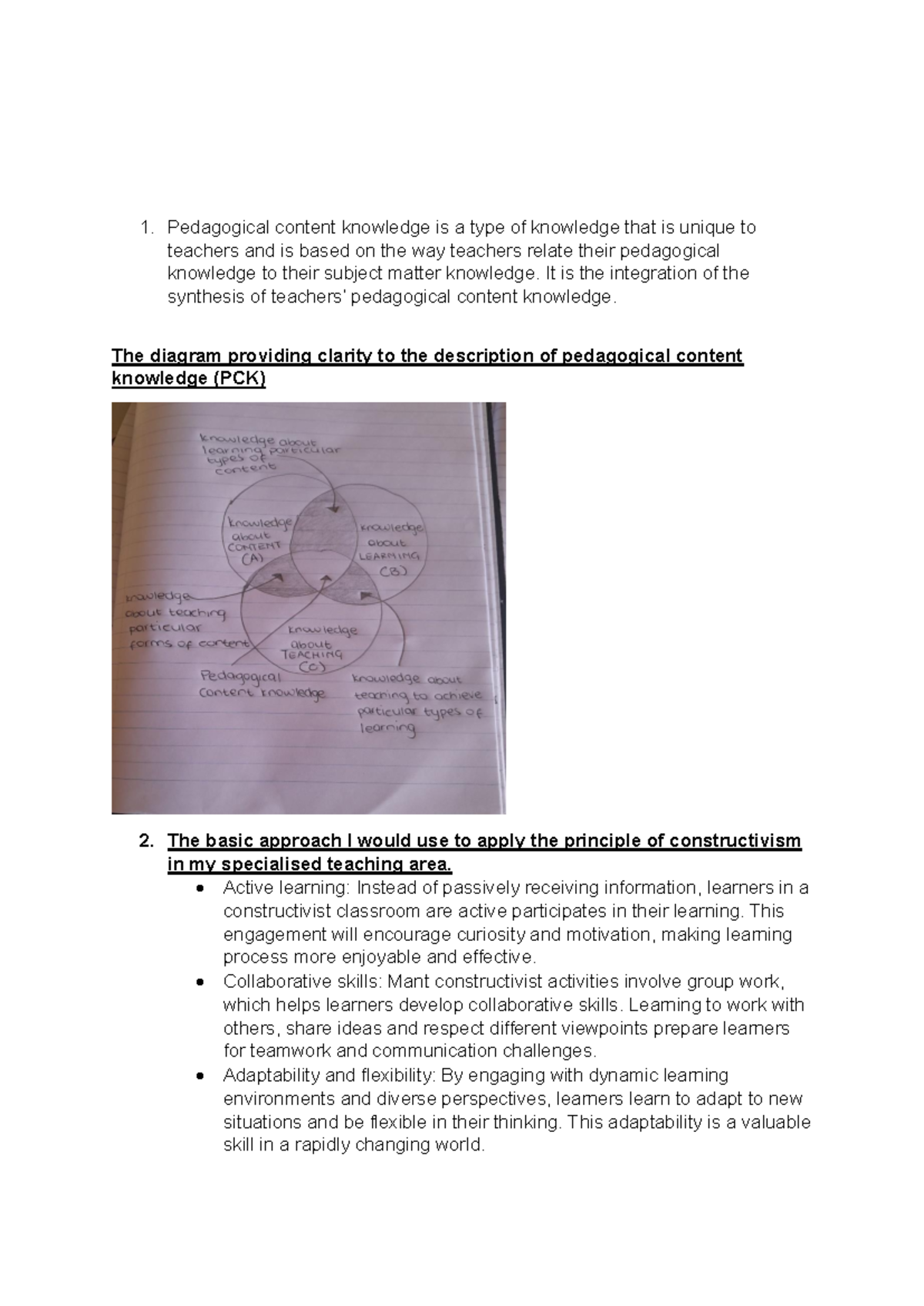 Isc 3701 - Assessment - Pedagogical content knowledge is a type of ...