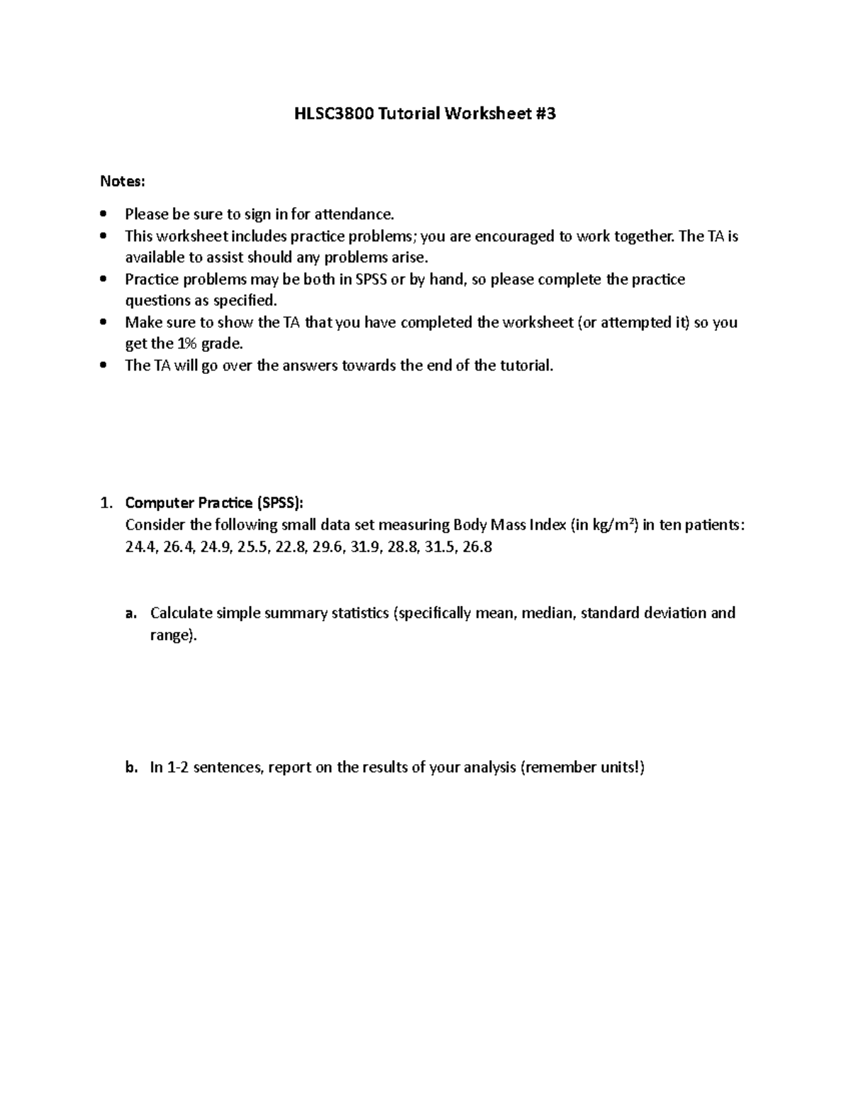 Tutorial 3 - HLSC3800 Tutorial Worksheet Notes: Please be sure to sign ...