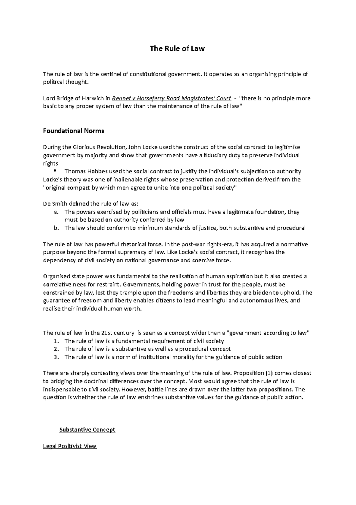 The Rule of Law - P. Joseph - The Rule of Law The rule of law is the ...