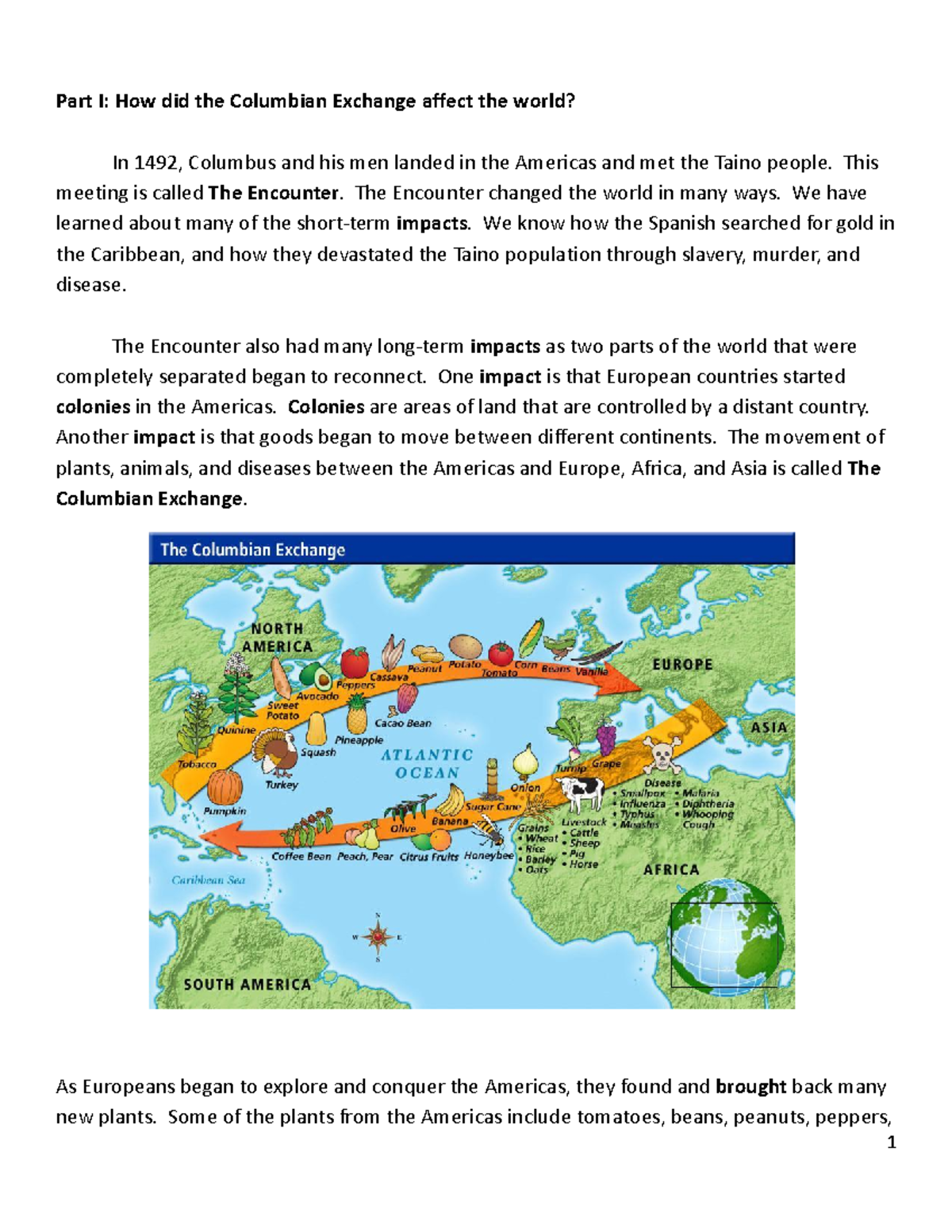The Encounter Cycle 3 Text - Part I: How did the Columbian Exchange ...