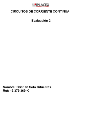 Ev.2 Corriente continua - CIRCUITOS DE CORRIENTE CONTINUA EVALUACIÓN 2 Competencia asociada ...