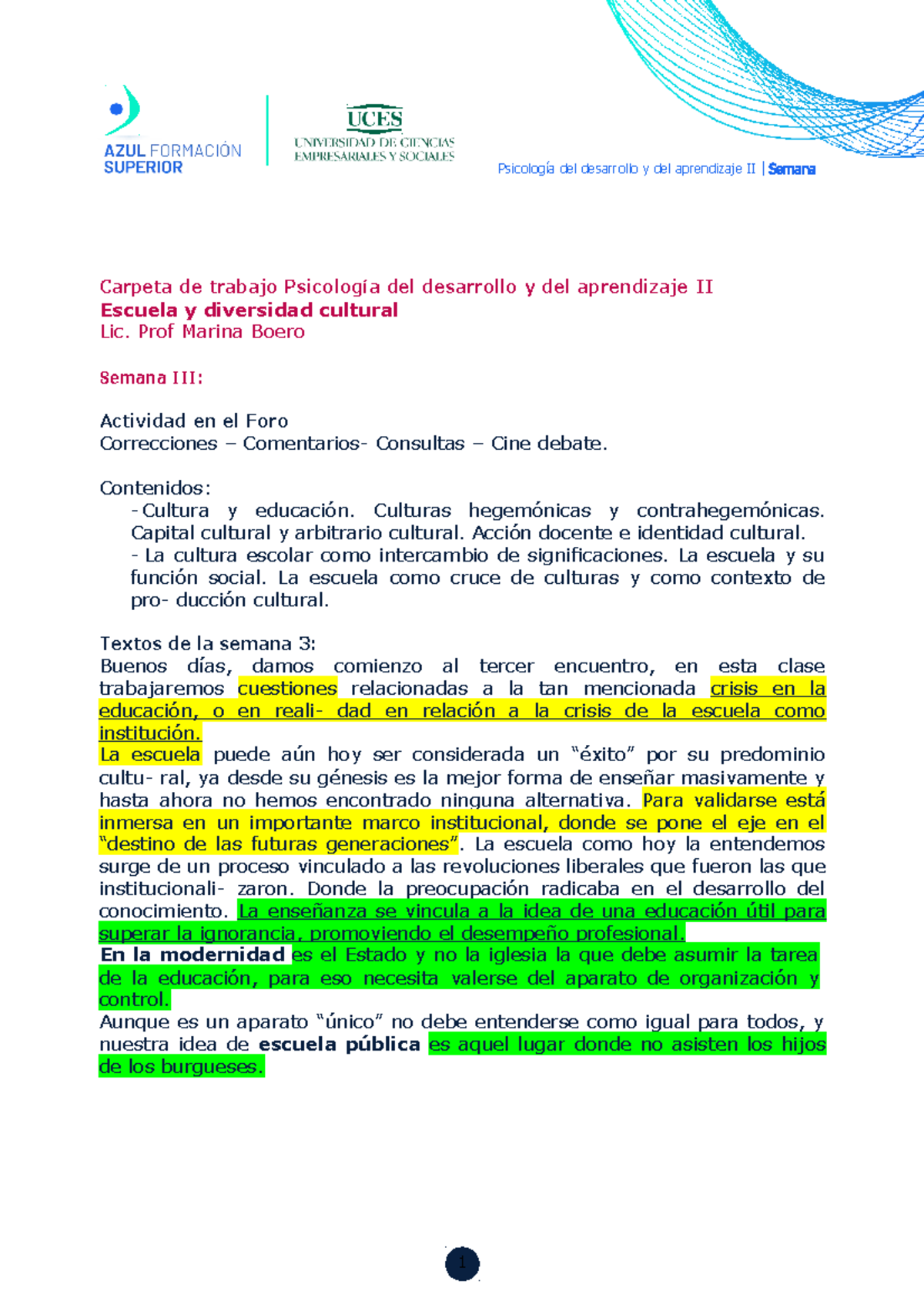Psicologia 2 Semana 3 - Carpeta de trabajo Psicología del desarrollo y del aprendizaje II ...