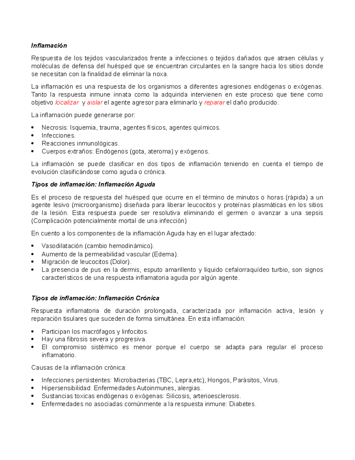 Inflamación - etapas de la inflamación - Inflamación Respuesta de los ...