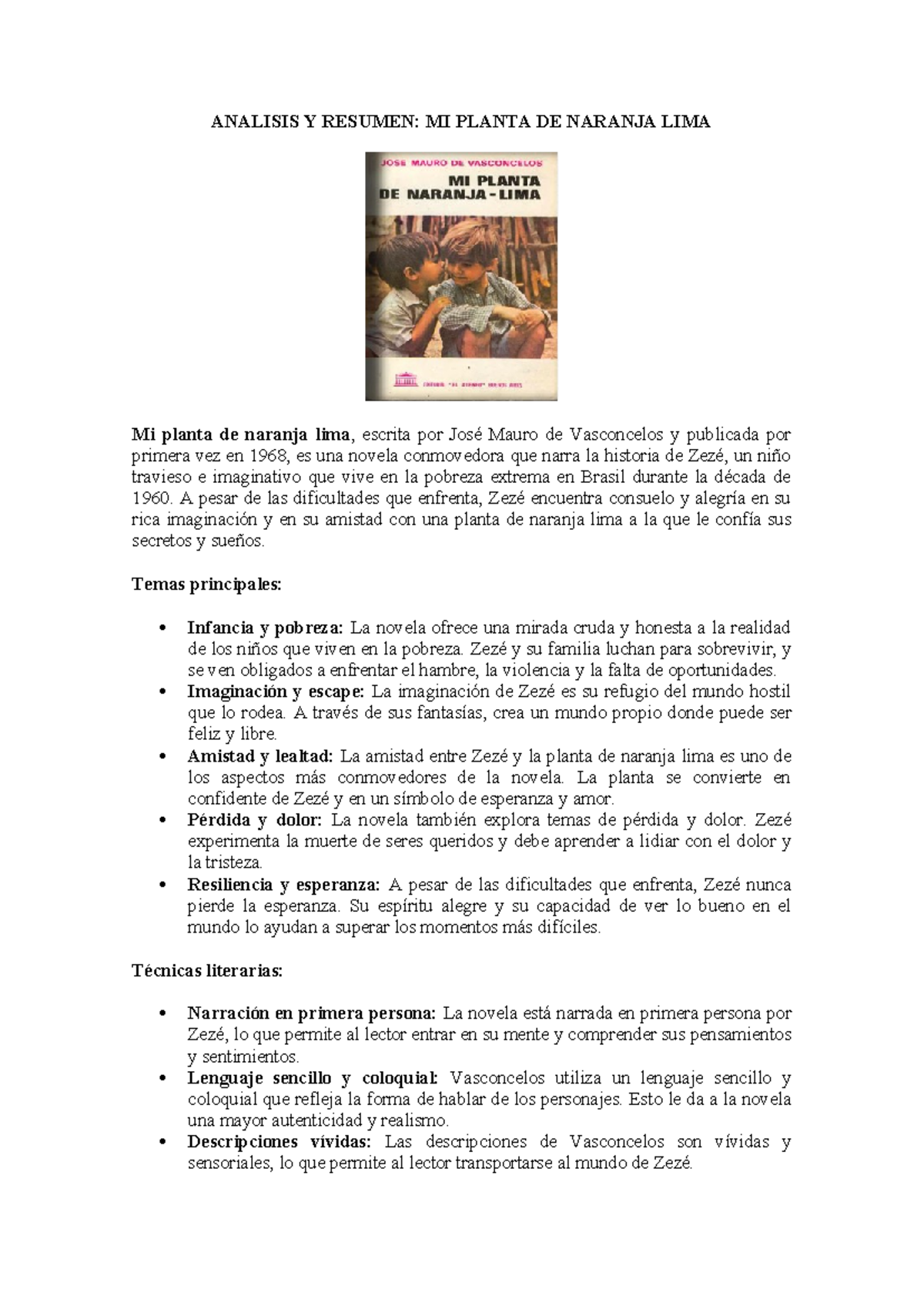 Analisis Y Resumen Mi planta de naranja lima - ANALISIS Y RESUMEN: MI PLANTA DE NARANJA LIMA Mi ...