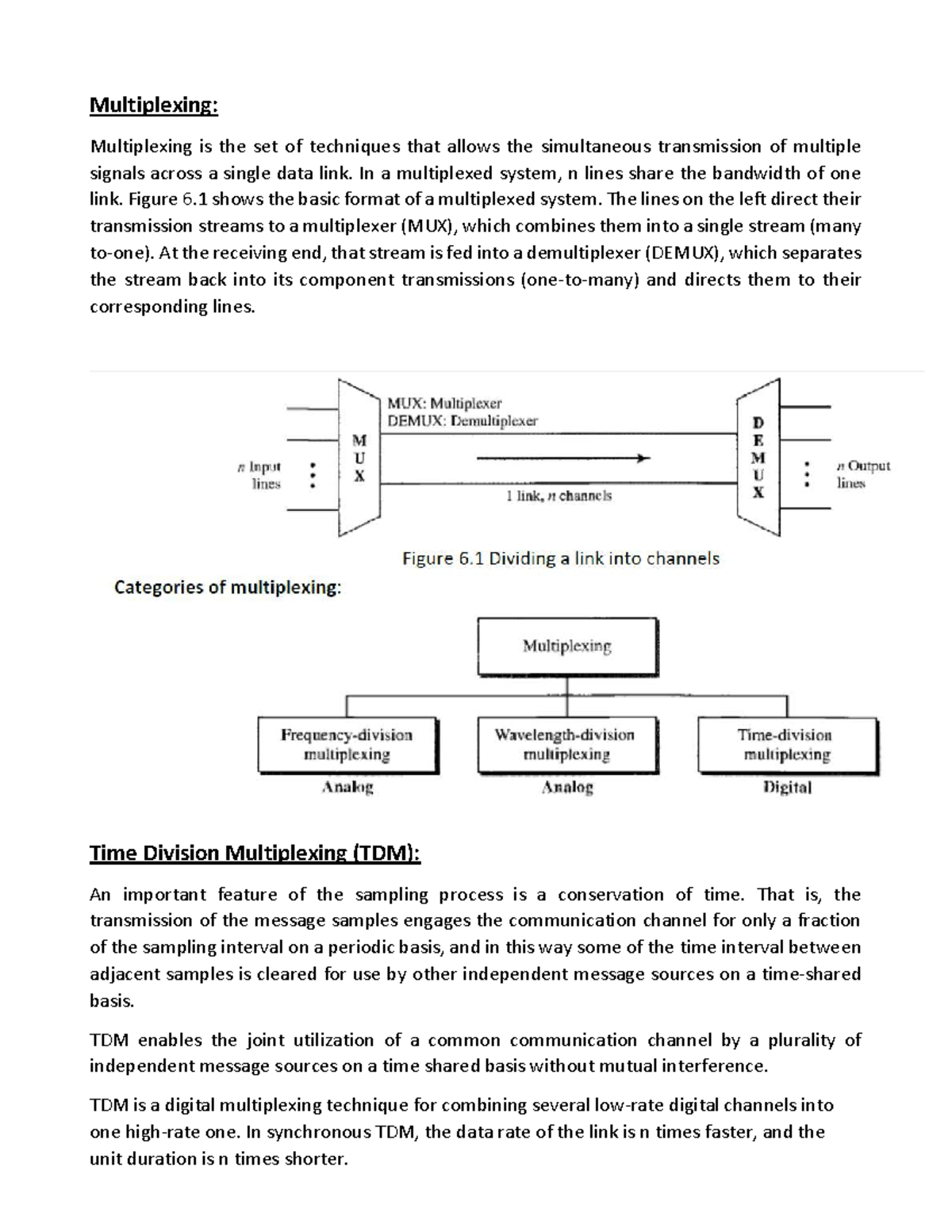 Multiplexing and Practice problems and Solutions - Multiplexing: Multiplexing is the set of ...