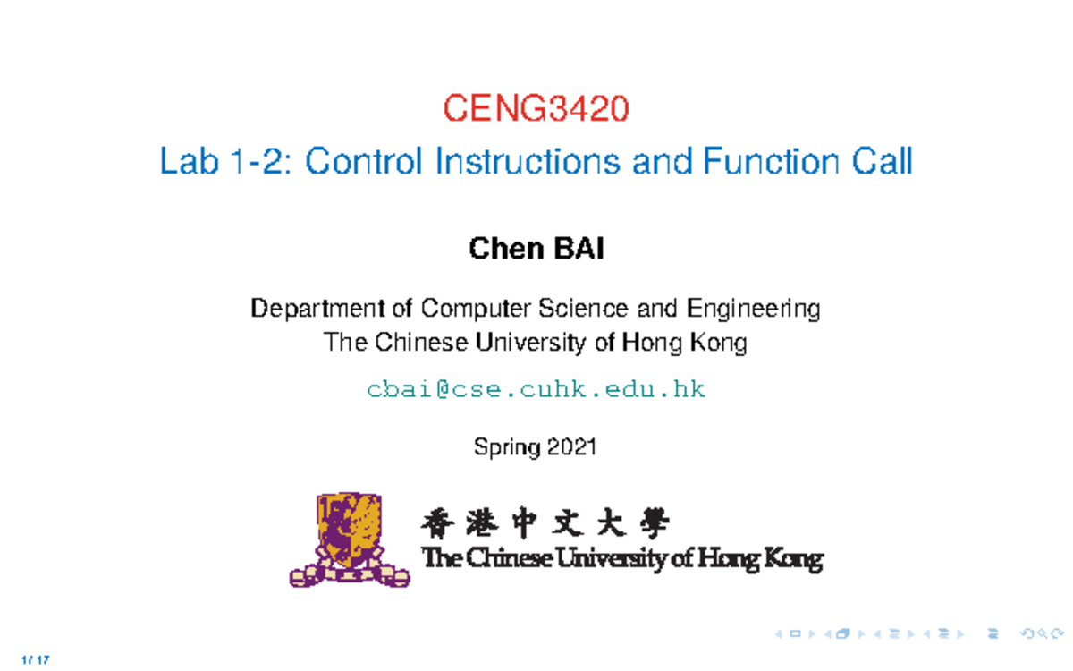 Lab 1-2 - Lab 1-2 - CENG Lab 1-2: Control Instructions and Function ...