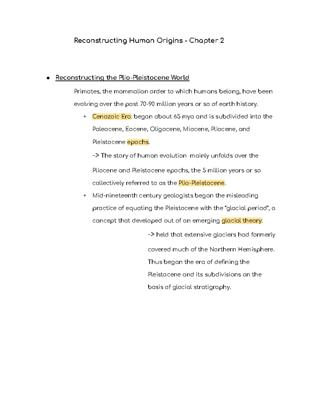 Textbook - Chapter 2 Summary - Reconstructing Human Origins - Chapter 2 ...