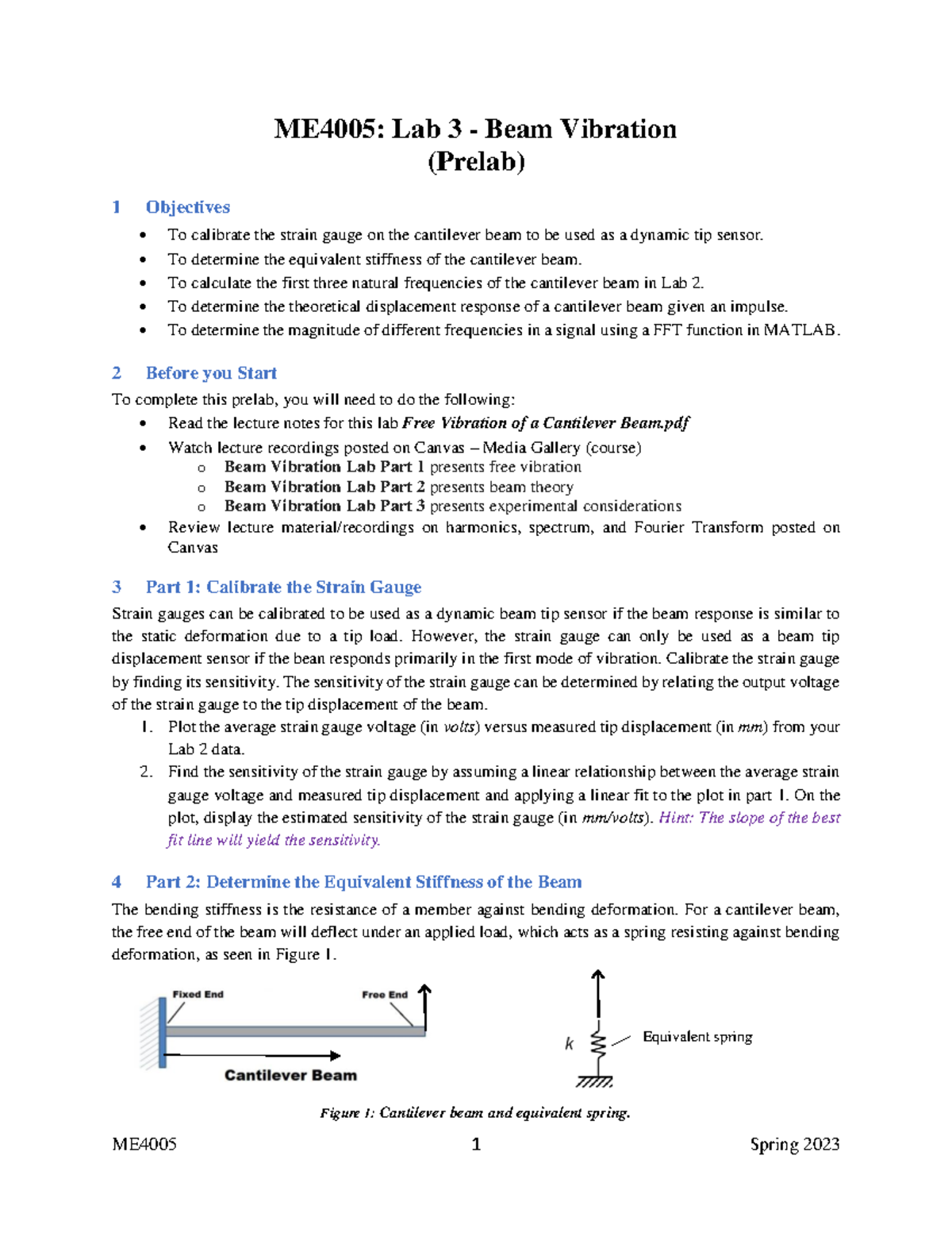 ME4005 Lab 3 Prelab Document SP23 - ME4005 1 Spring 2023 ME4005: Lab 3 ...