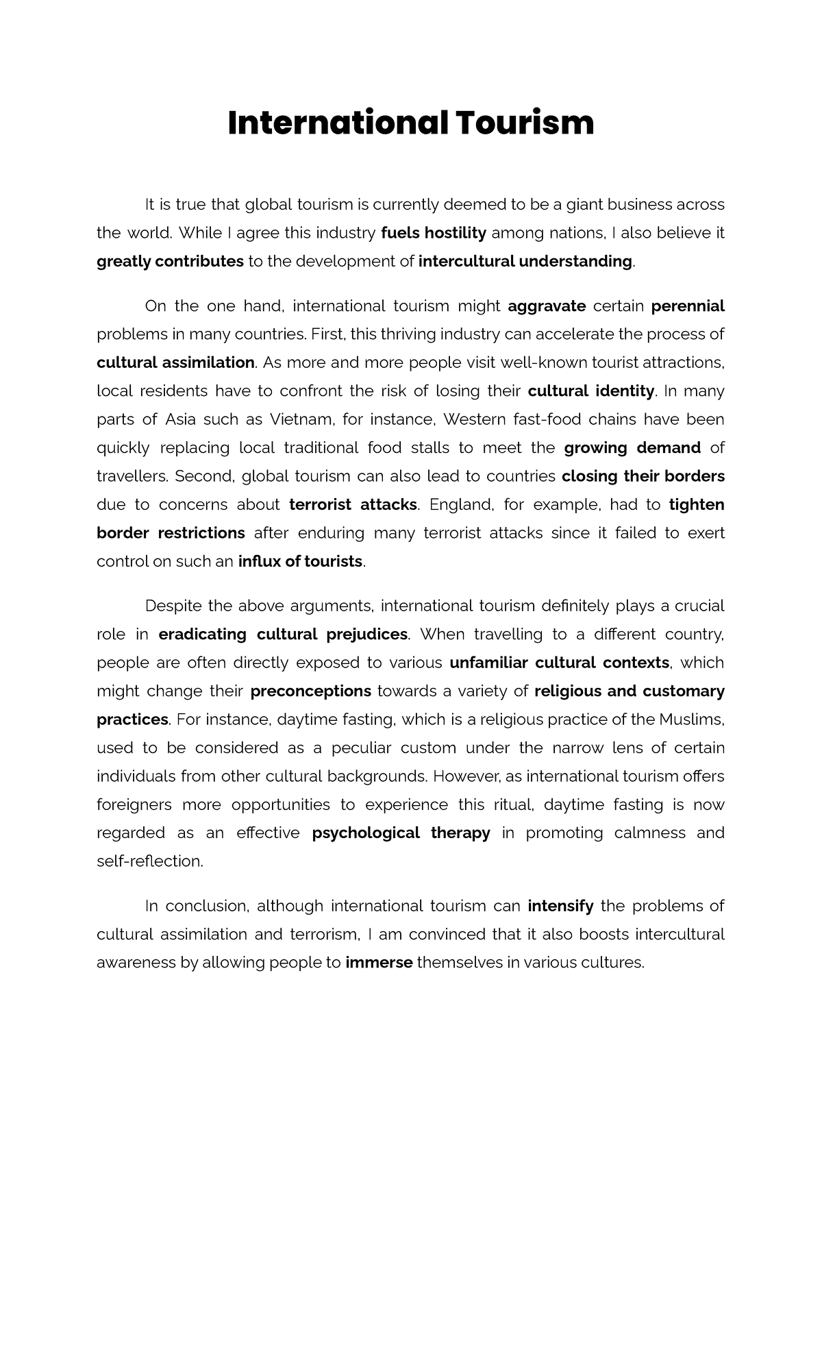 Week 6 - International Tourism - International Tourism It is true that ...