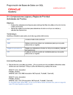 DP 1 2 Practice - Practica - Programación de Bases de Datos con SQL 1 - 2: Tecnología de Base de ...