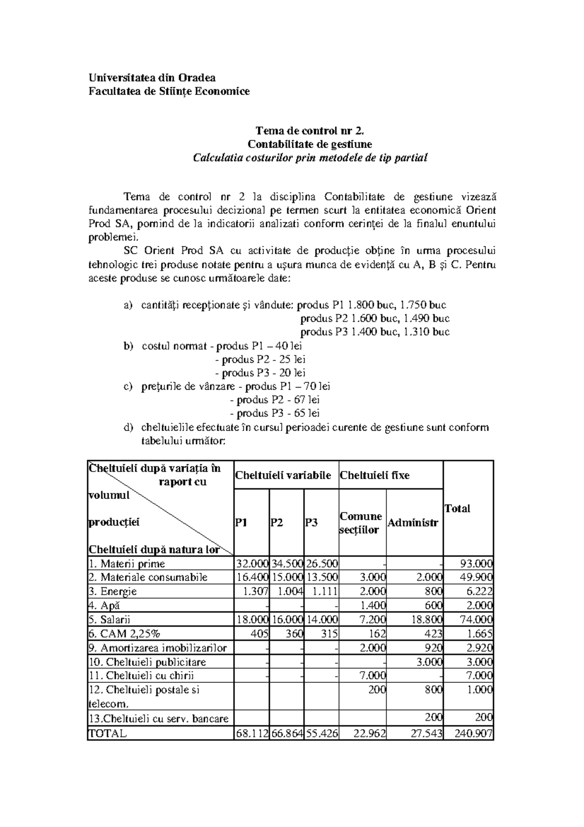 Contabilitate de gestiune modul 1 - Universitatea din Oradea Facultatea ...