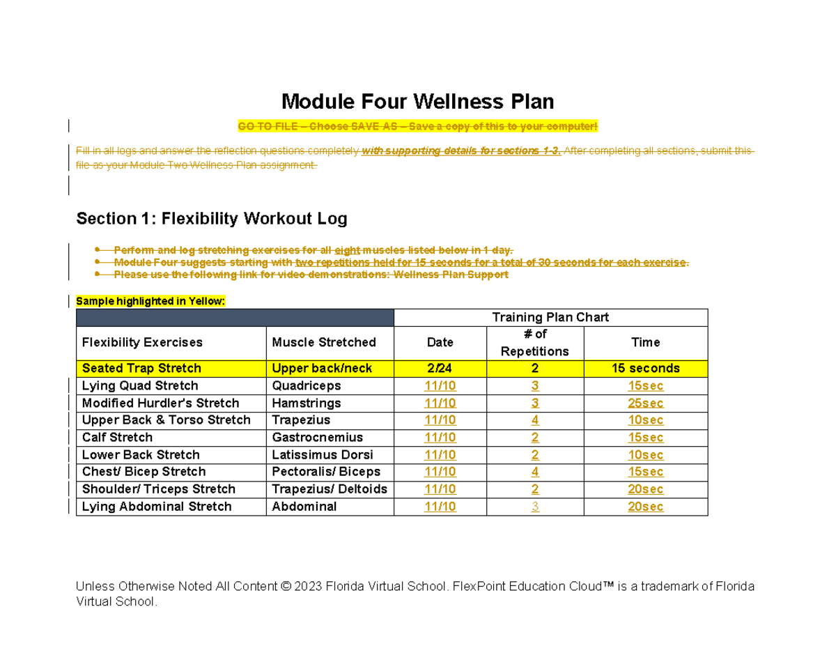 Module four wellness plan2 - Module Four Wellness Plan GO TO FILE ...