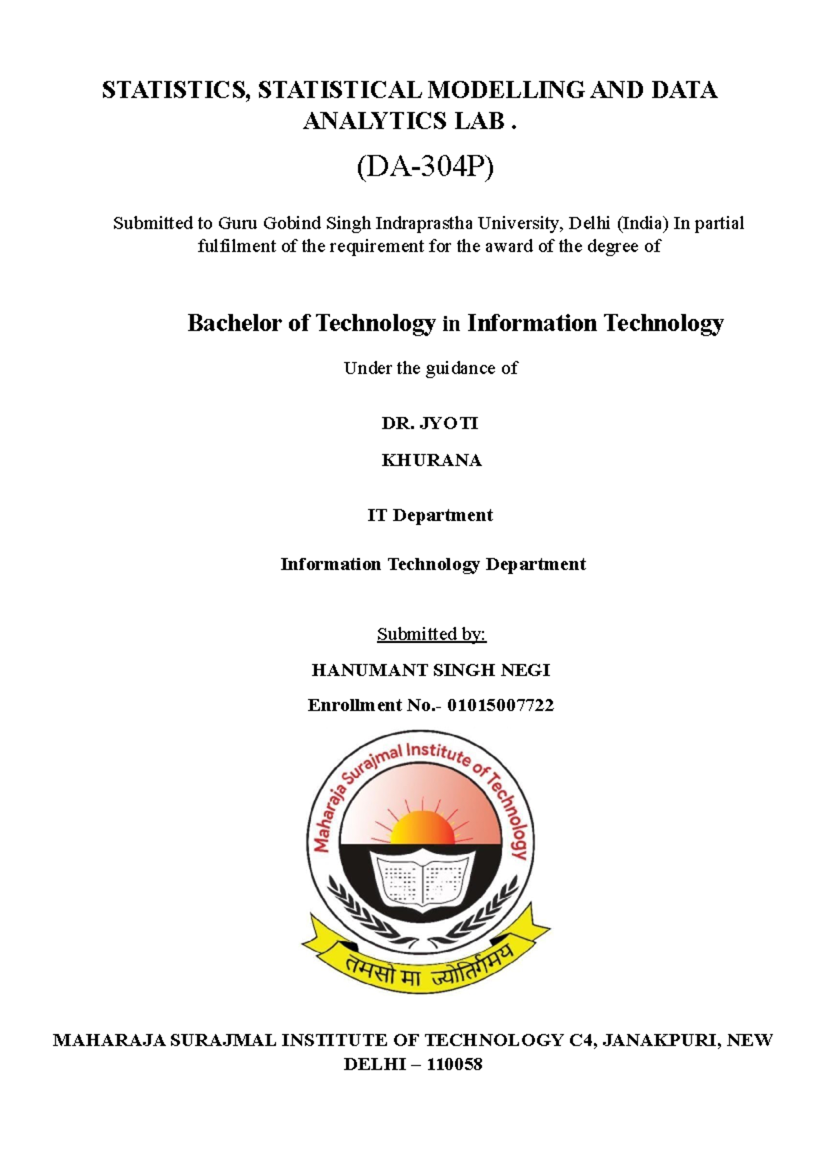 STAT LAB - dss - STATISTICS, STATISTICAL MODELLING AND DATA ANALYTICS ...