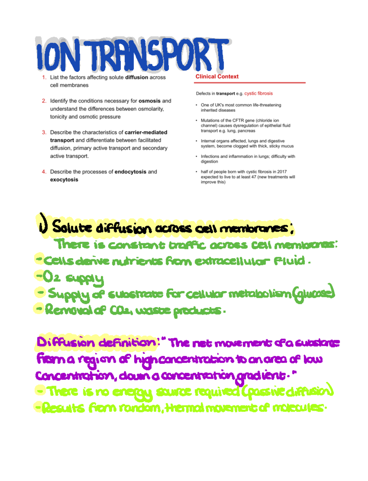 Cell membrane and ion transport - ####### 1 ON TRANSPORT 1 Solute ...