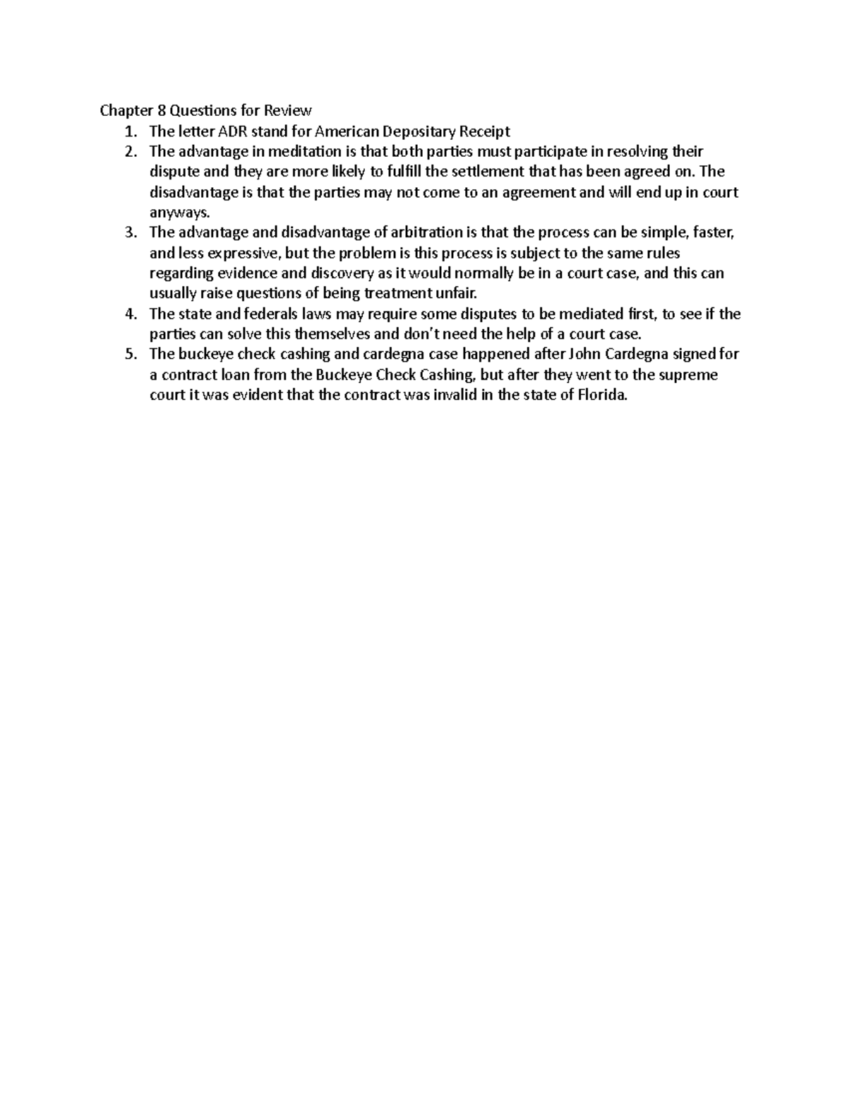 Chapter 8 Questions for Review - BSAD 3200 - Chapter 8 Questions for ...