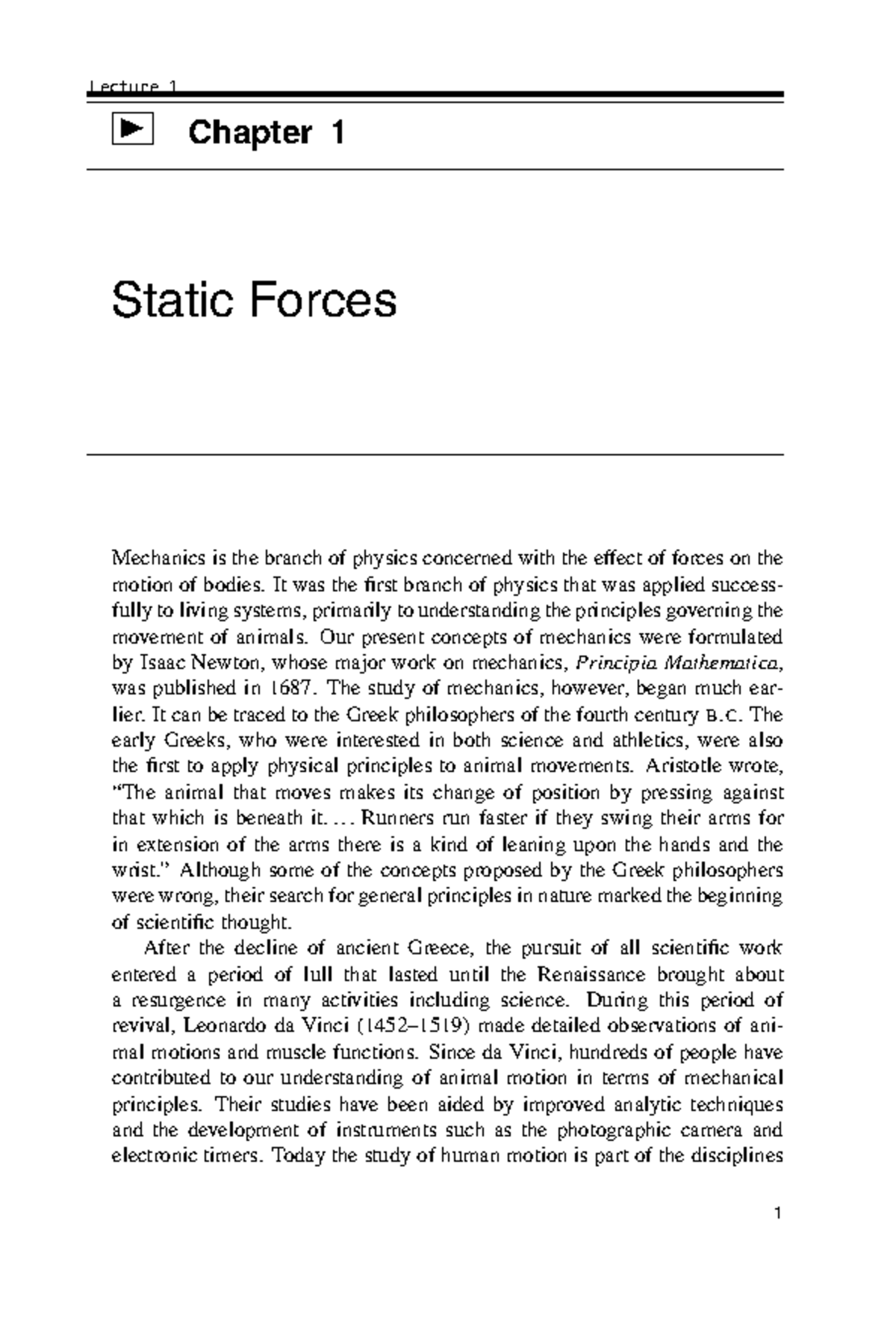 Lect 1 Static Force 1 Equilibrium and Stability - Chapter 1 Static ...
