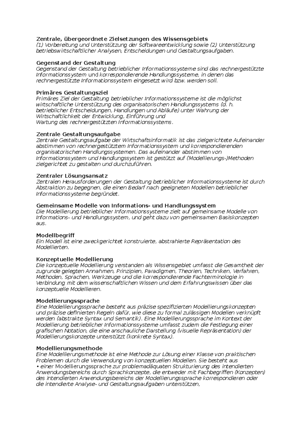 Merksätze - Zusammenfassung Modellierung von Informationssystemen ...