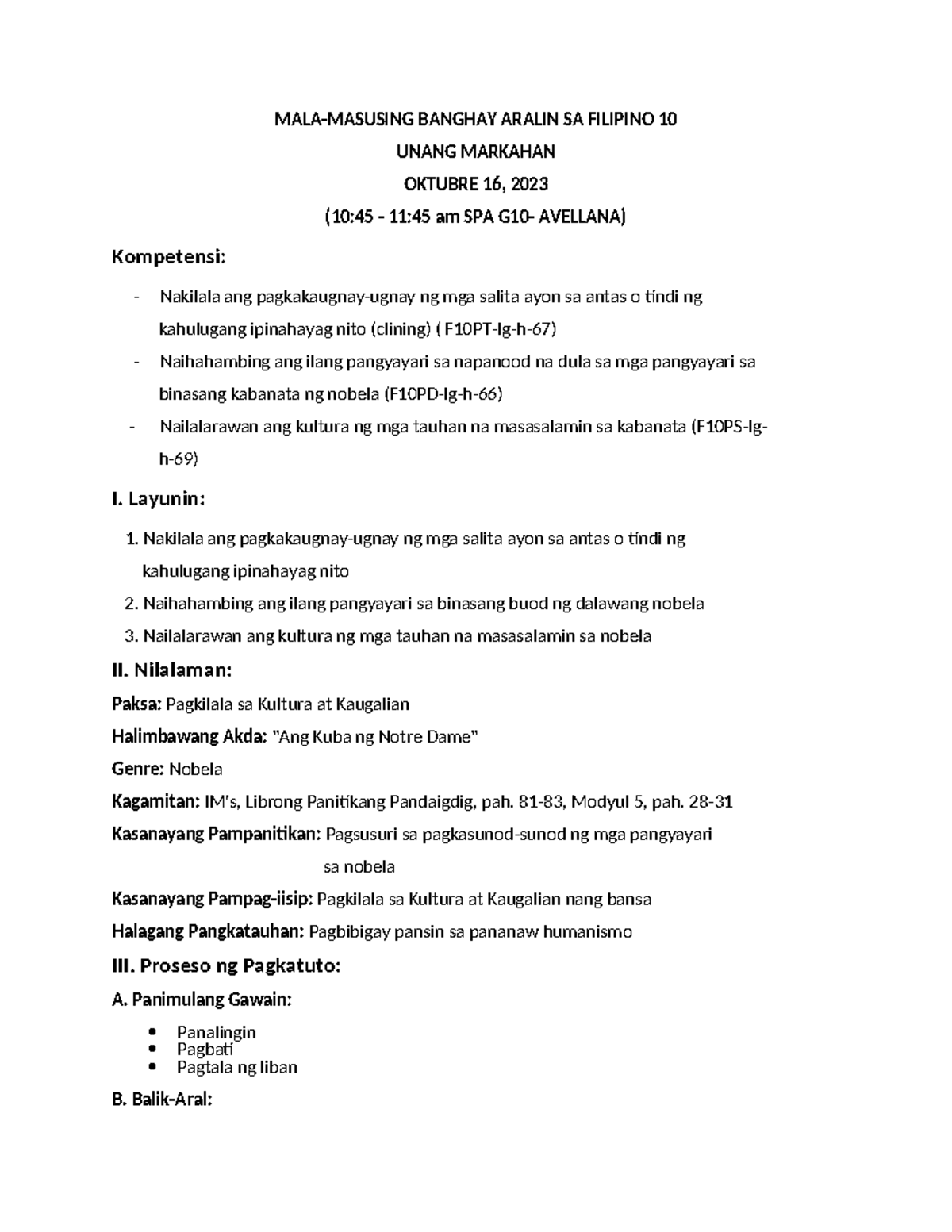LP Ang Kuba ng Notre Dame - MALA-MASUSING BANGHAY ARALIN SA FILIPINO 10 ...