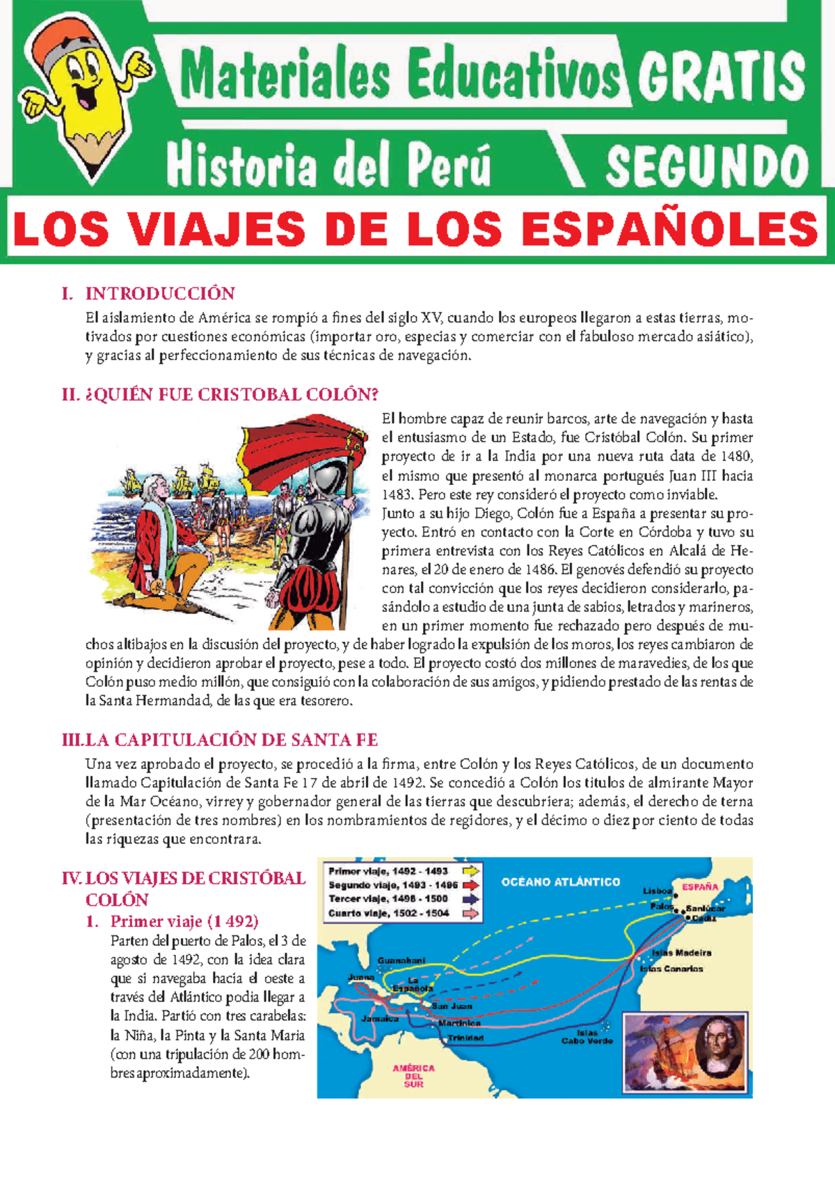 Los Viajes de los Españoles para Segundo Grado de Secundaria - I ...