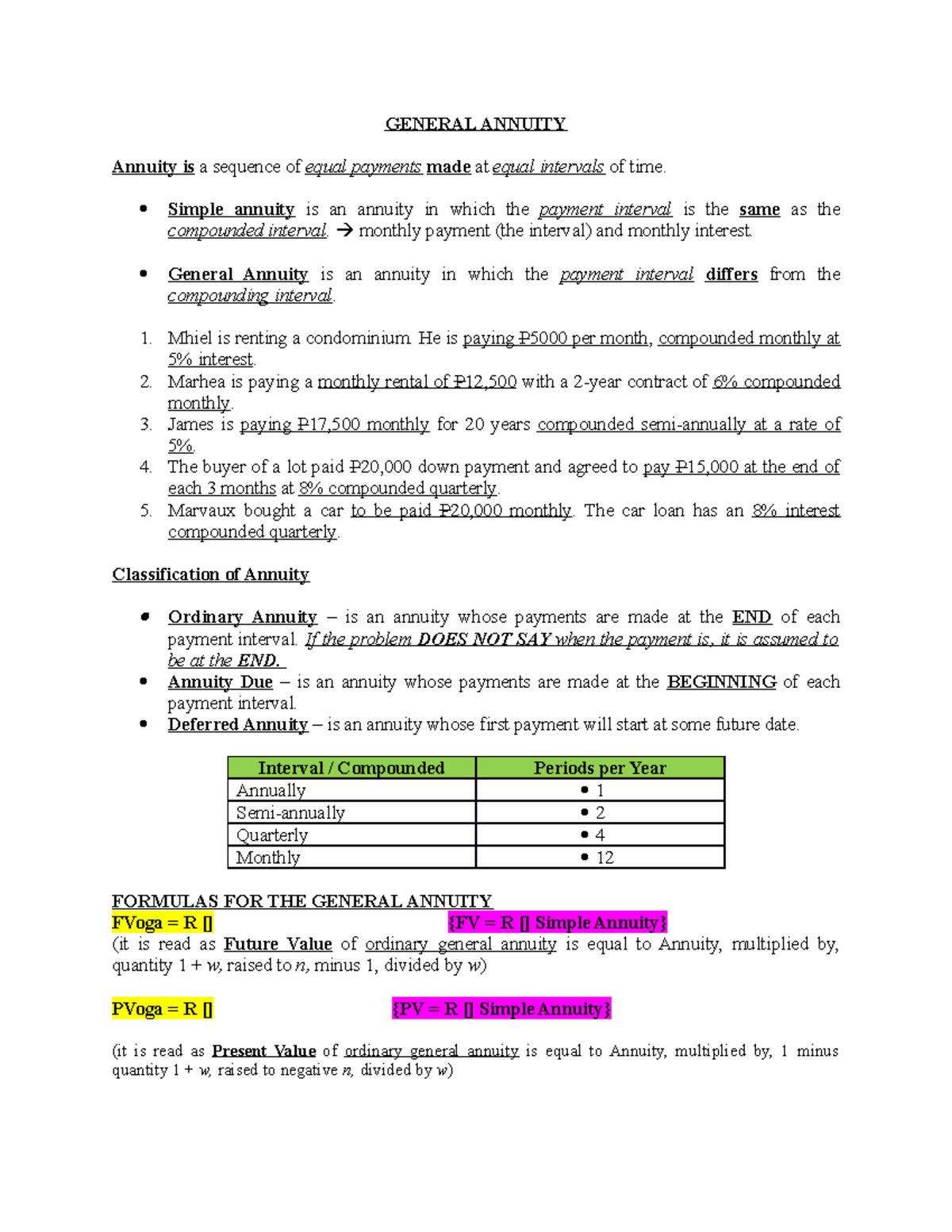 General Annuity - GENERAL ANNUITY Annuity is a sequence of equal ...