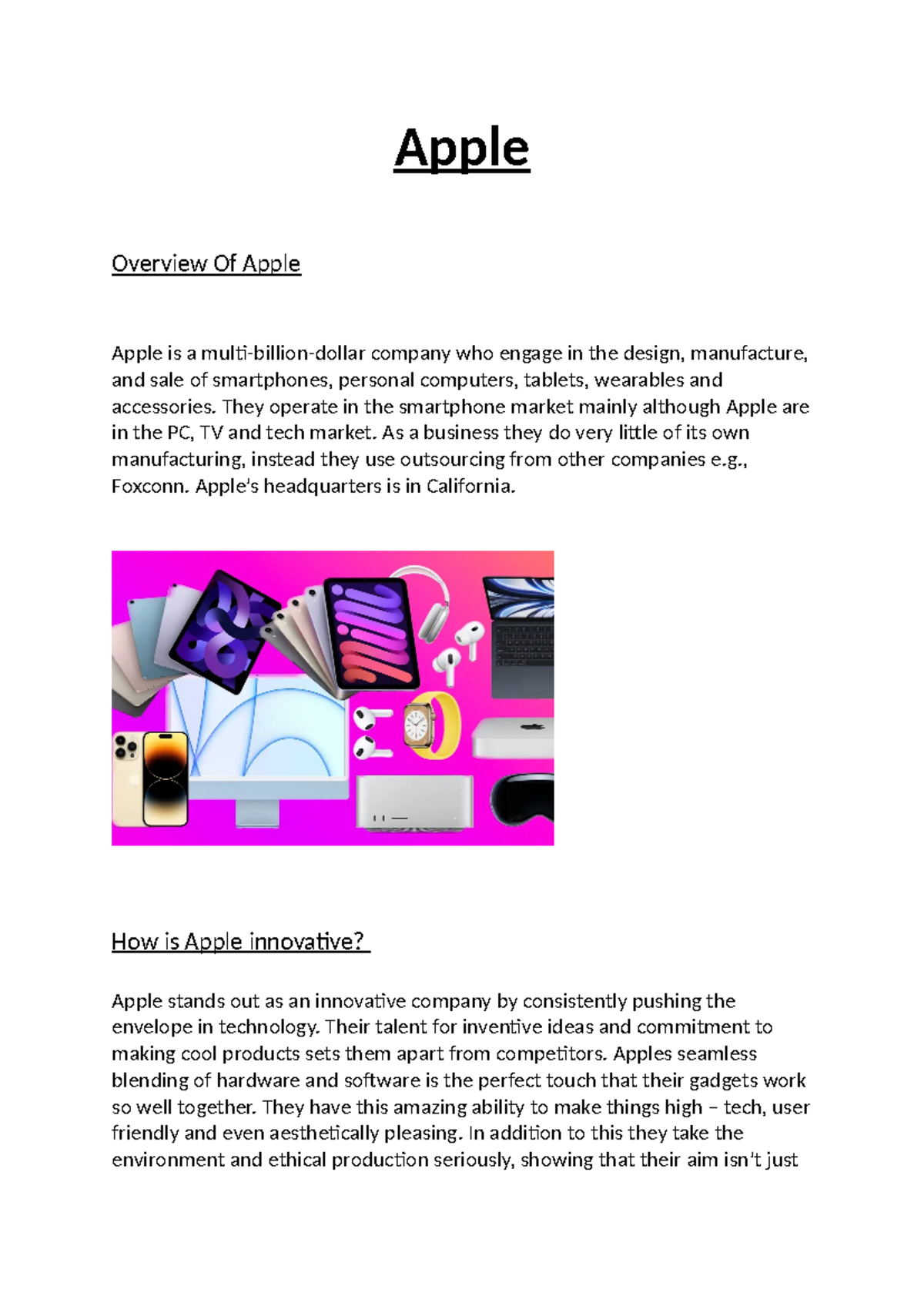 Apple (business) - 212222 - Apple Overview Of Apple Apple is a multi ...