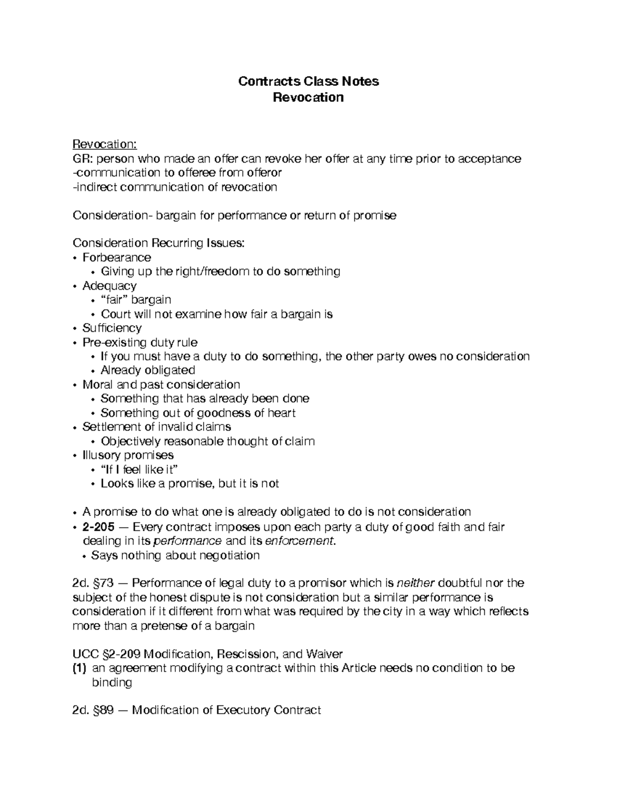 Revocation Contracts Class Notes Revocation Revocation Gr Person Who Made An Offer Can