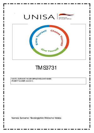 TMS3731 Assessment 2 File submission - TMS3731 ASSIGNMENT 2 I (full ...