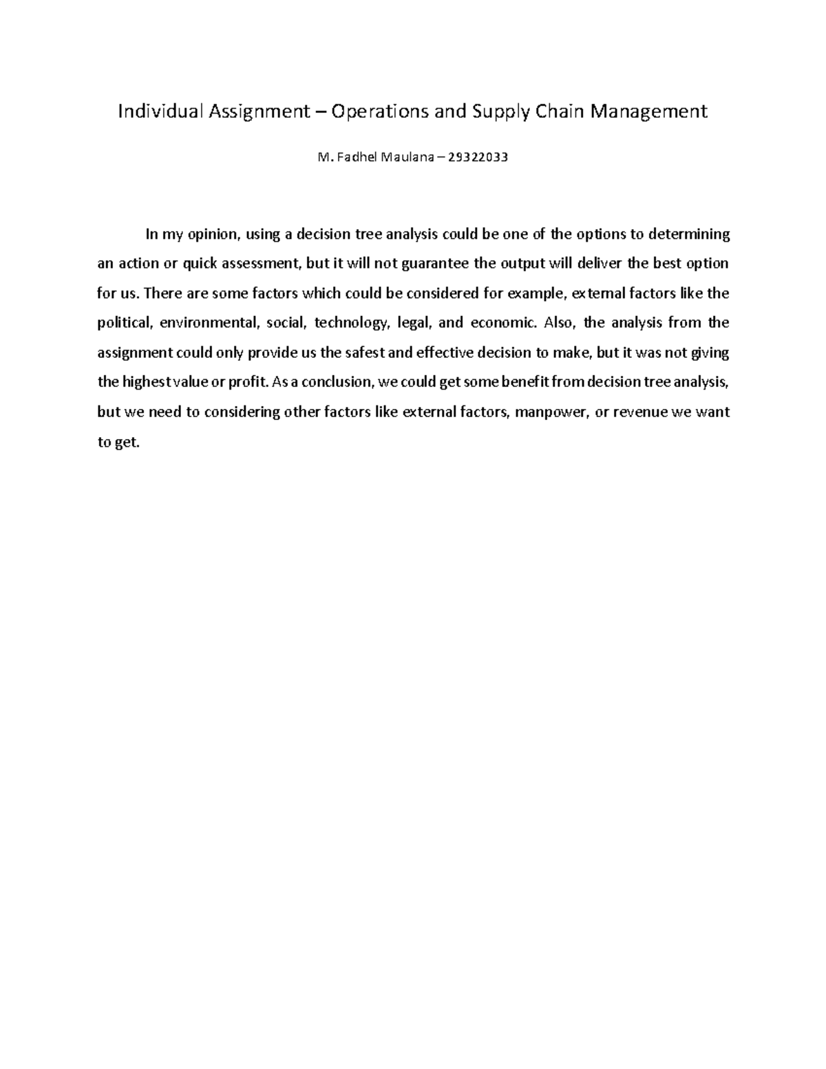 OSCM Individual Assignment M Fadhel Maulana - Individual Assignment ...