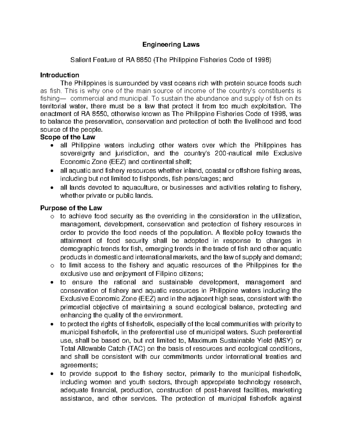 Engineering Laws (Salient Feature of RA 8850 ) 013353 014541 ...