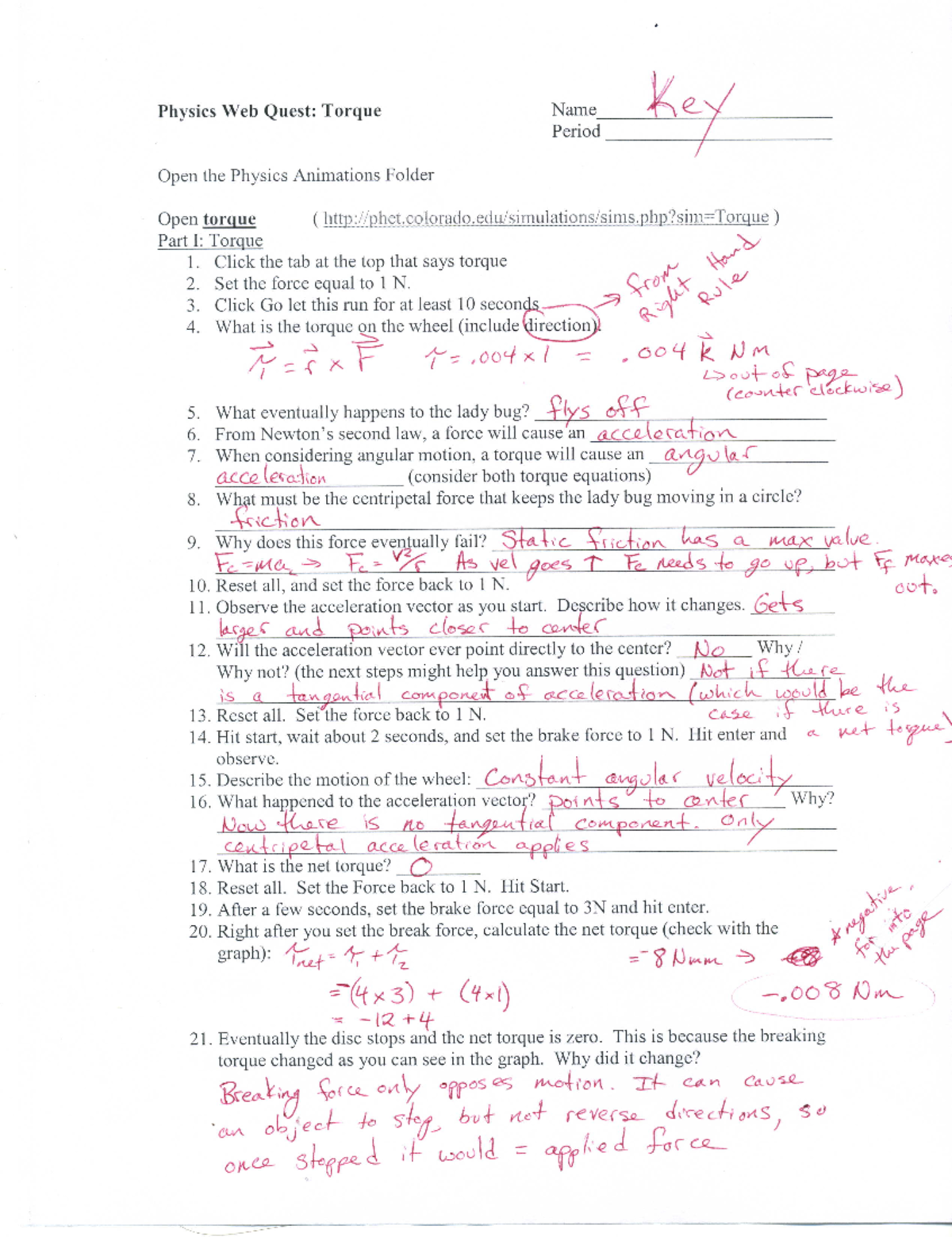 Torque Webquest Key - Engineering Geometry - Studocu