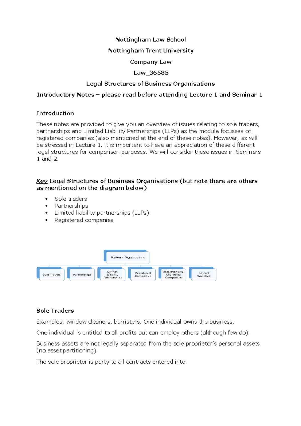 Lecture 1 - Nottingham Law School Nottingham Trent University Company ...
