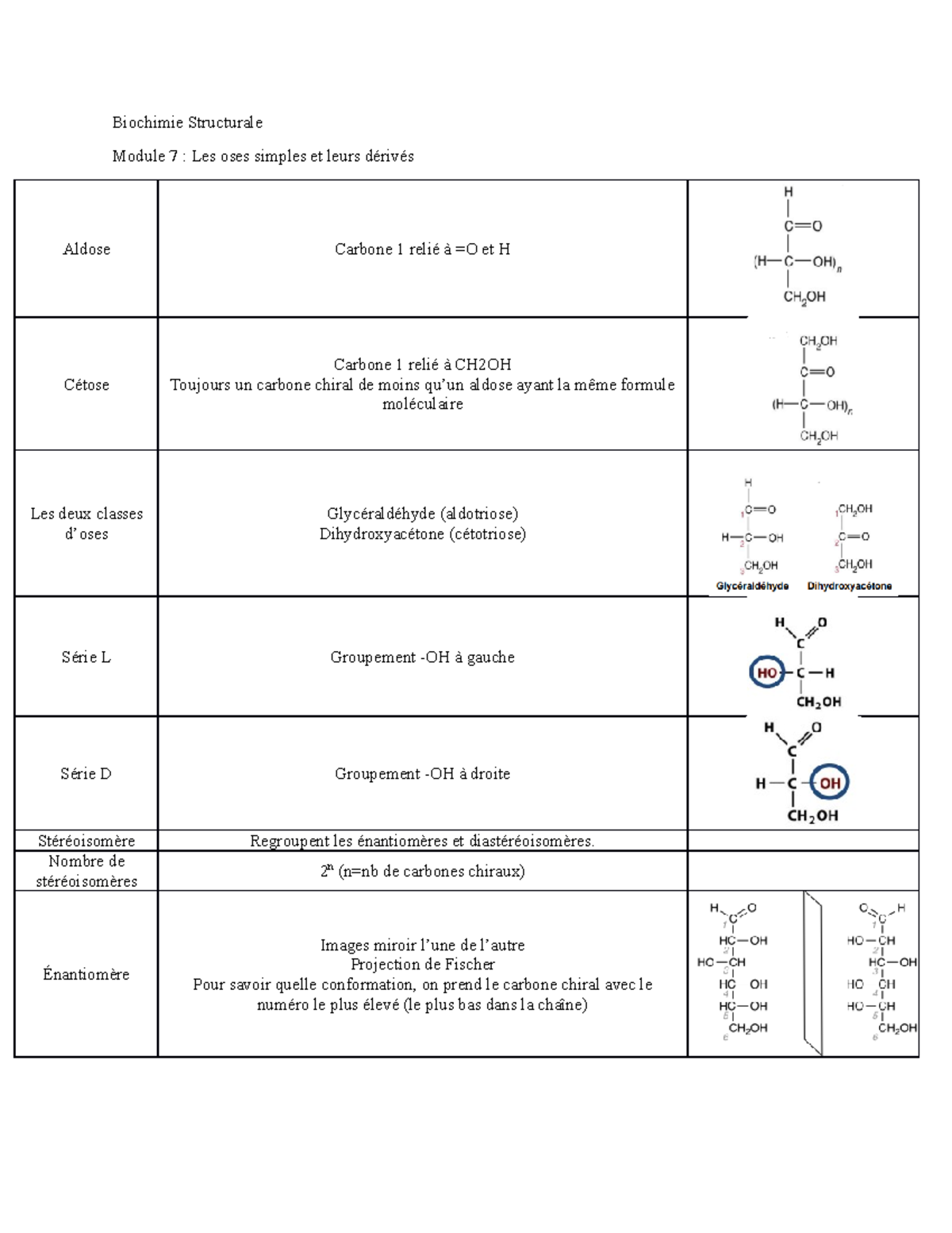 Les glucides simples: les oses et leurs dérivés (MODULE7) - BCM1001 ...