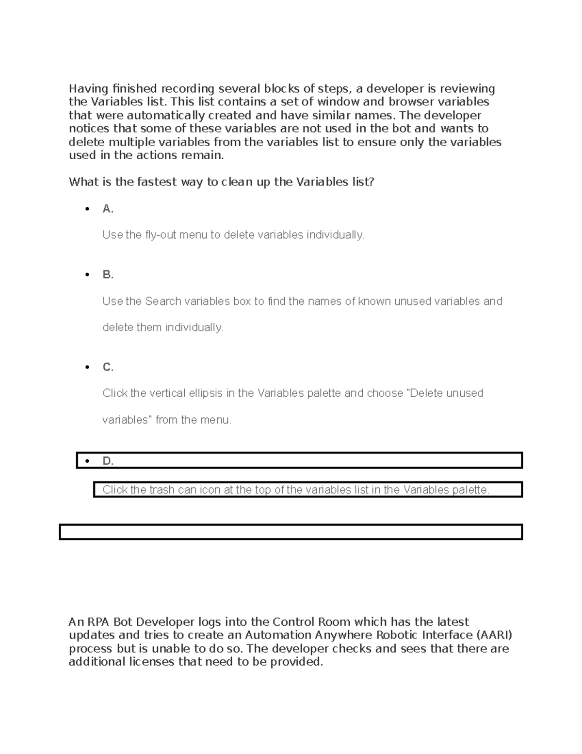 AA 360 EXAM - A360 exam - Having finished recording several blocks of ...