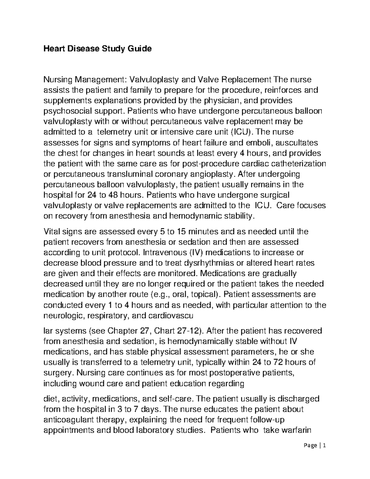 Heart Disease Study Guide - Heart Disease Study Guide Nursing ...