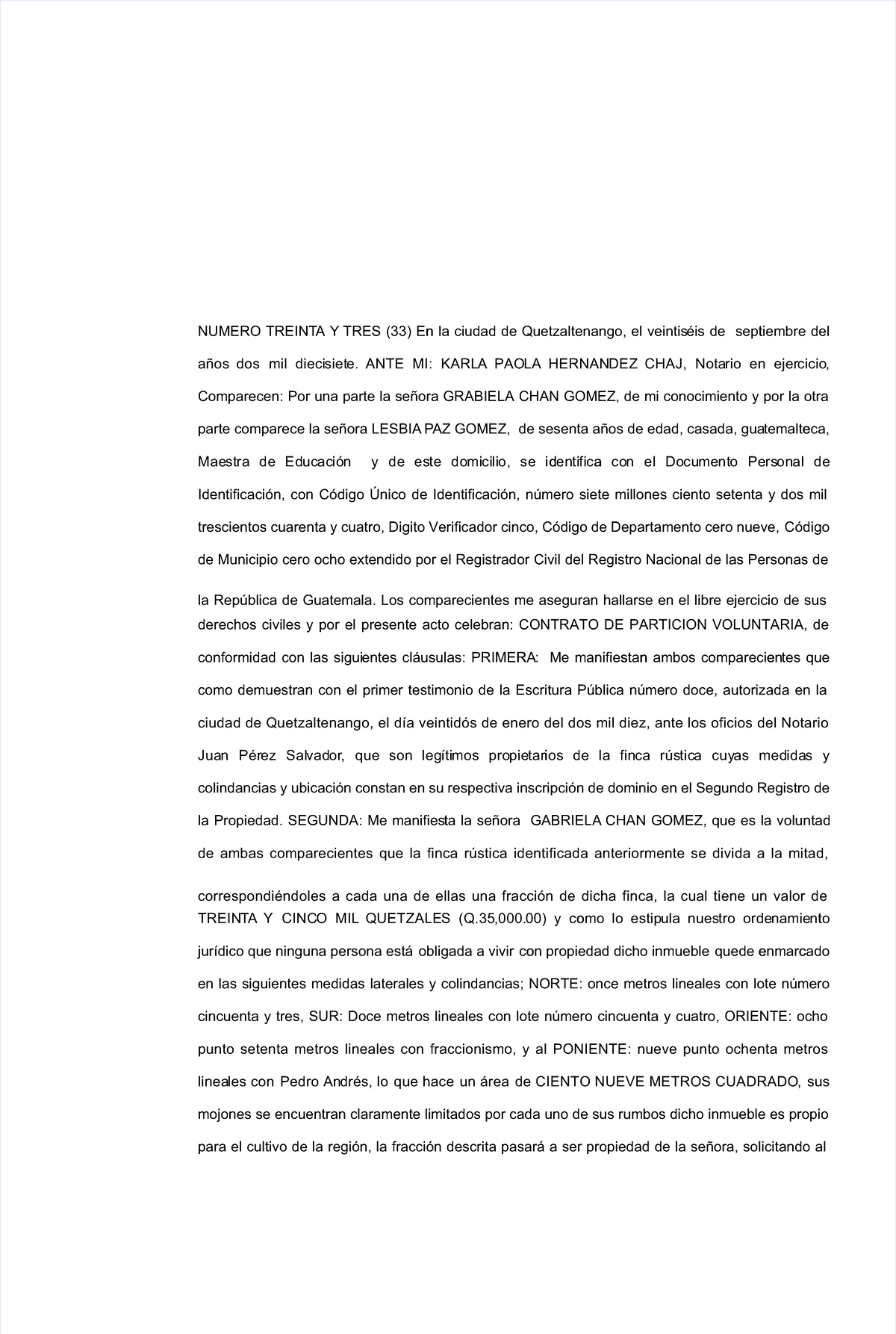 Pdf-33-contrato-de-particion-voluntaria compress - NUMERO TREINTNUMERO ...