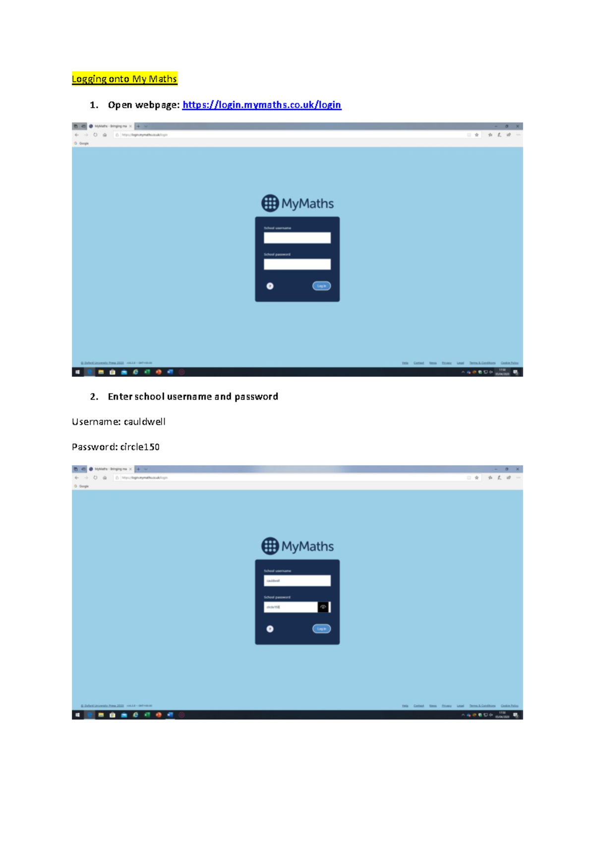 How to log on to mymaths - ggdd - Logging onto My Maths 1. Open webpage ...